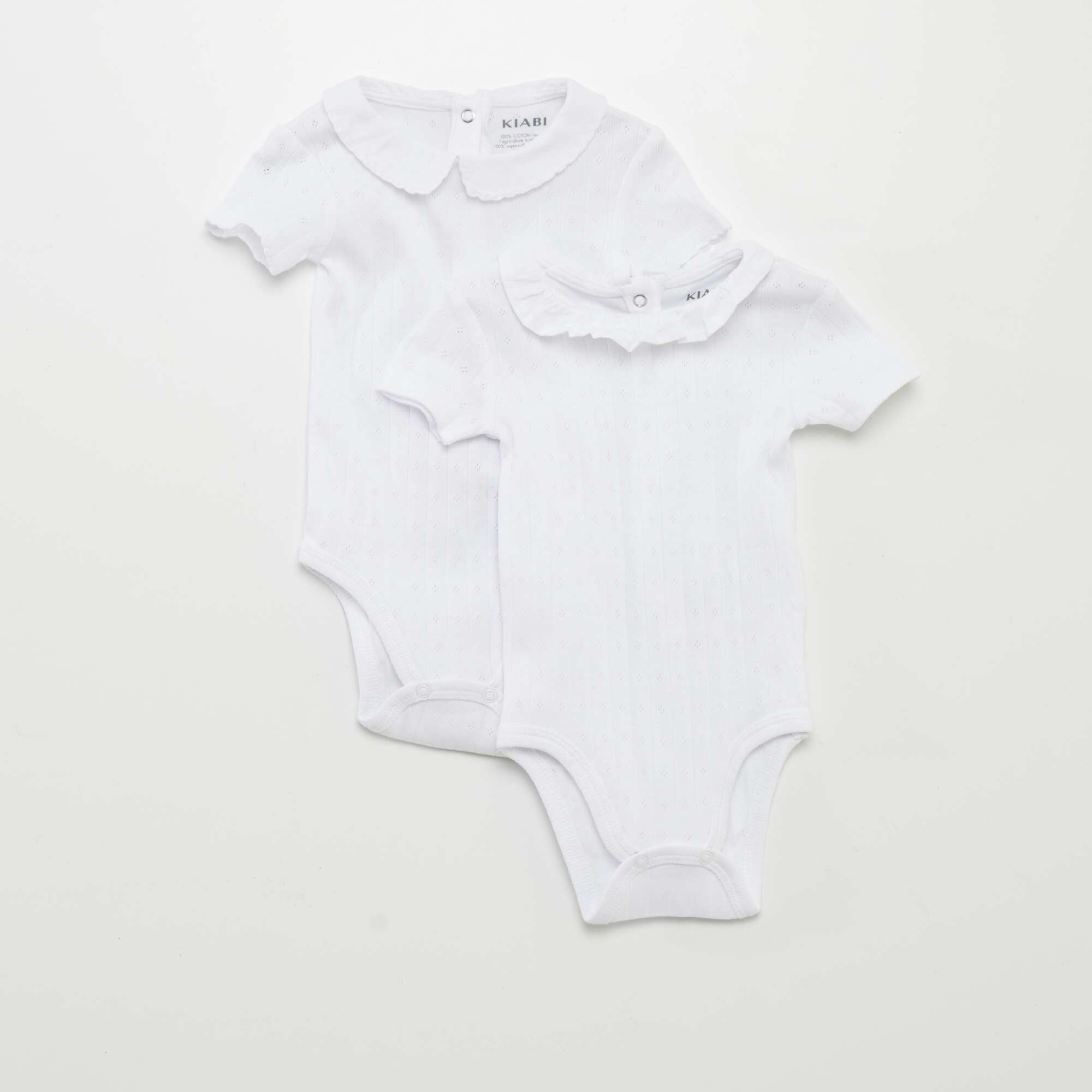 Buy Pack Of 2 Pointelle Knit Bodies White for Babies | Kiabi UAE