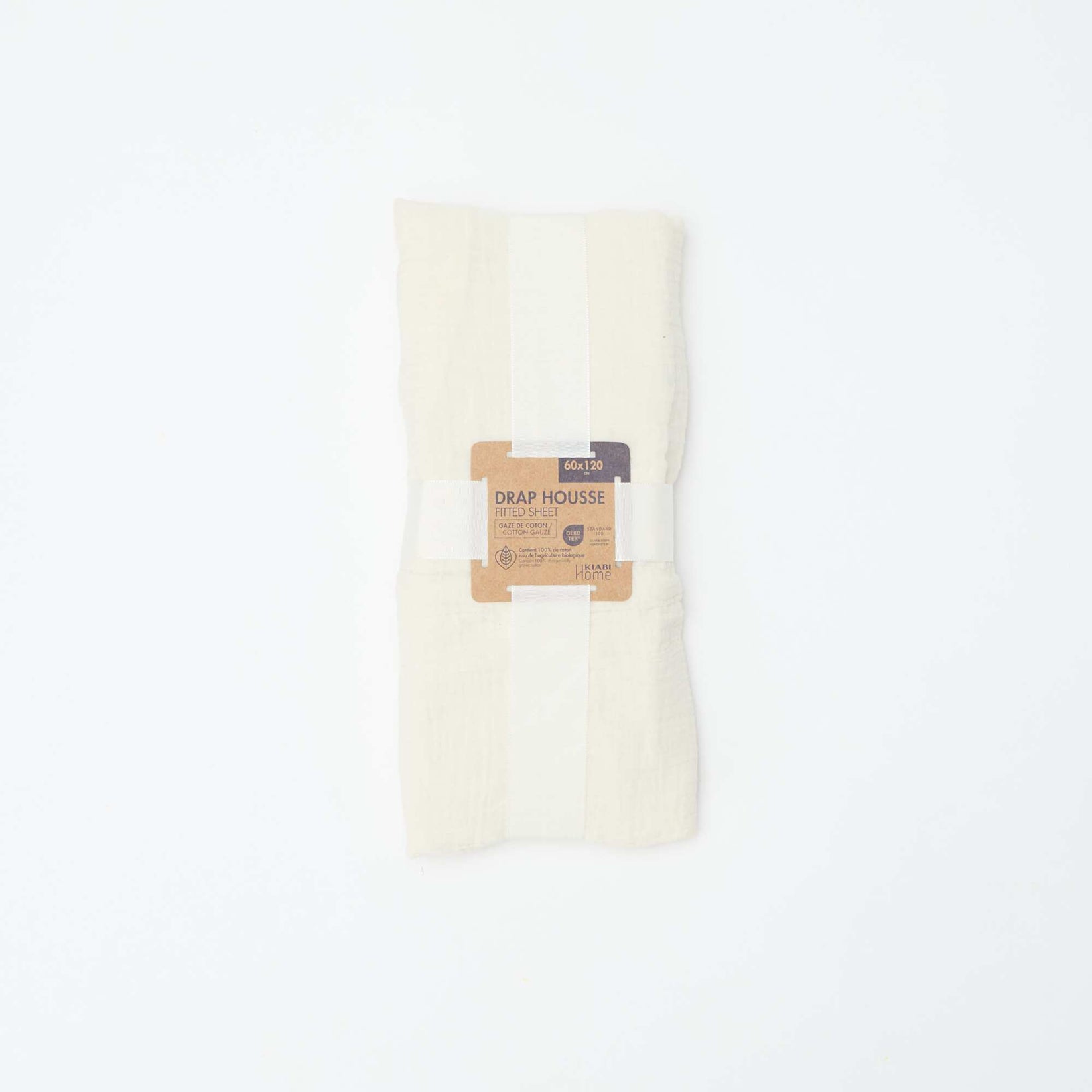 Fitted Crib Sheet (60x120 cm) in Double Cotton Gauze - Kiabi Home WHIT