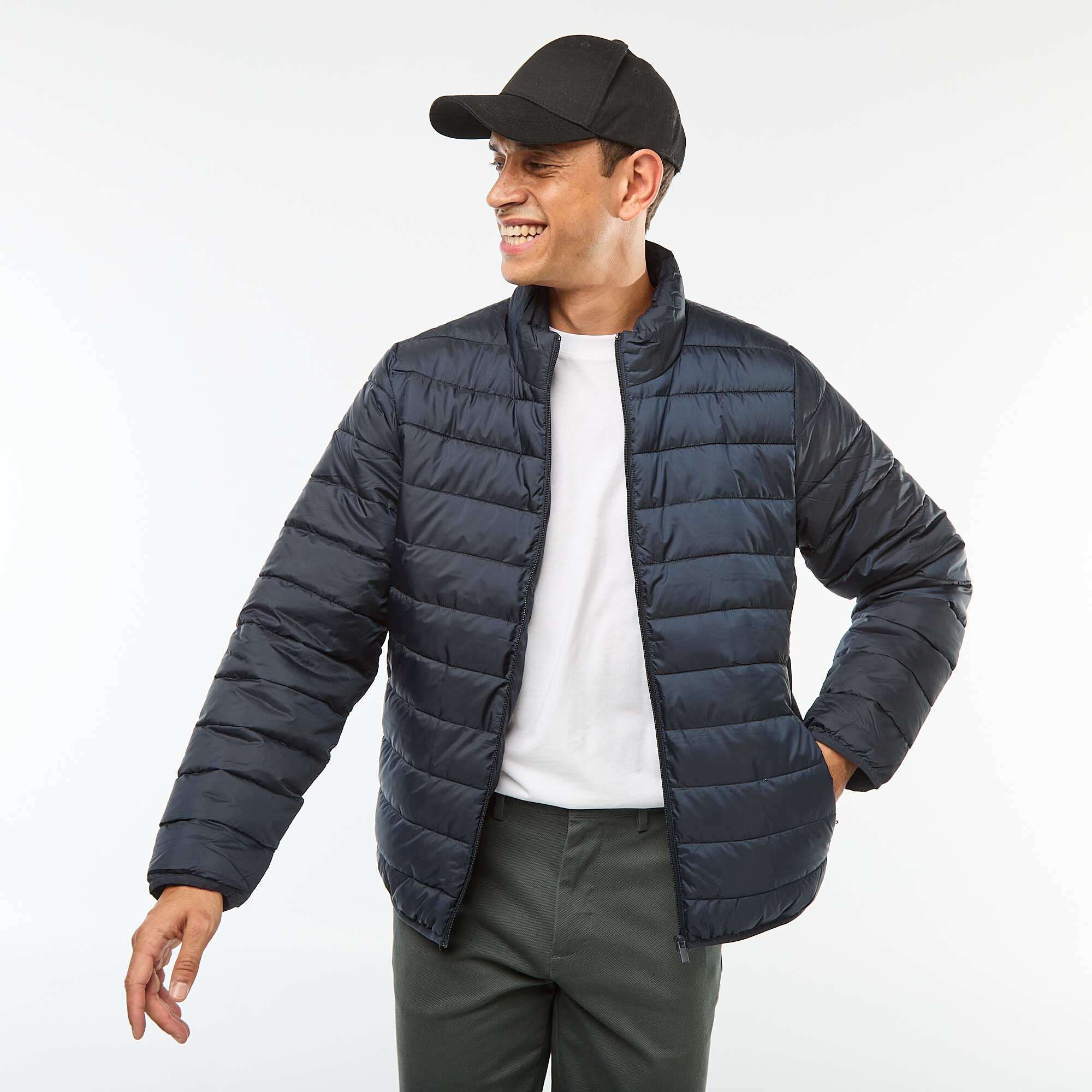 Plain lightweight quilted padded jacket BLUE – Kiabi