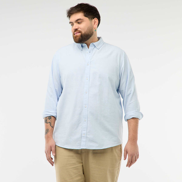 Solid Oxford Straight Fit Shirt BLUE – Kiabi