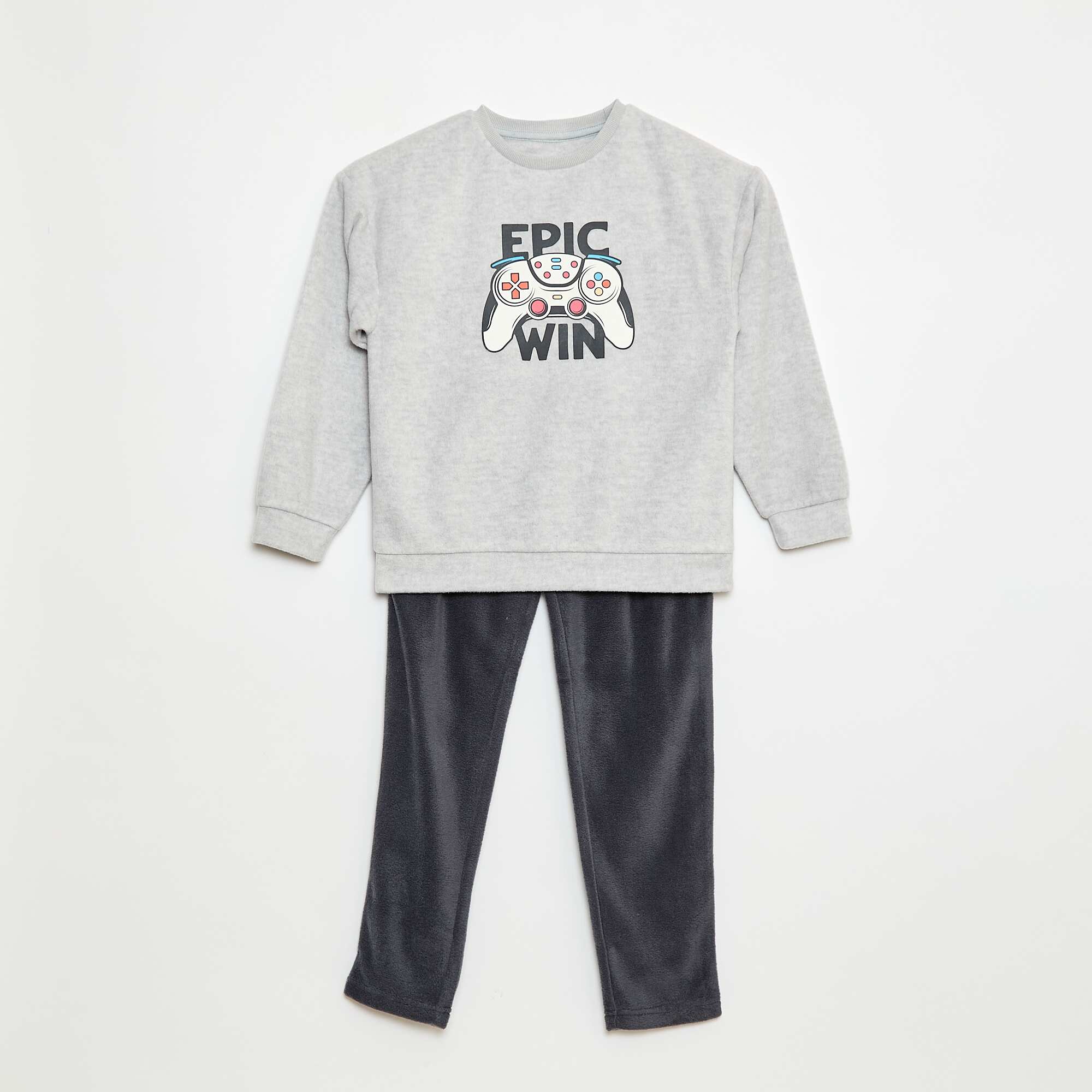 Printed Fleece Pajamas GREY – Kiabi