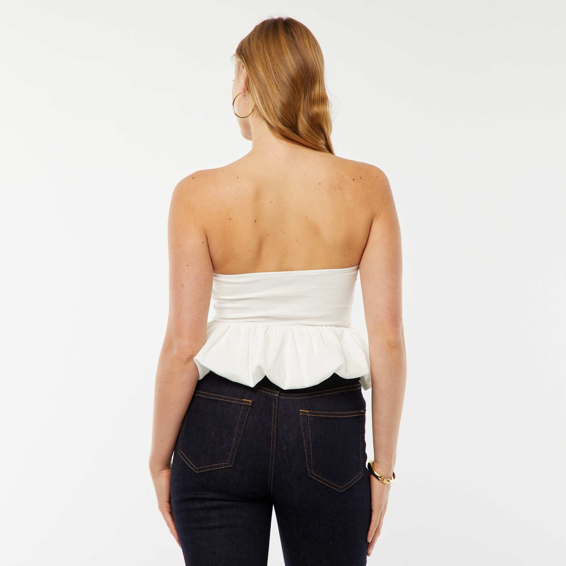 Plain puffball-effect bustier WHITE – Kiabi