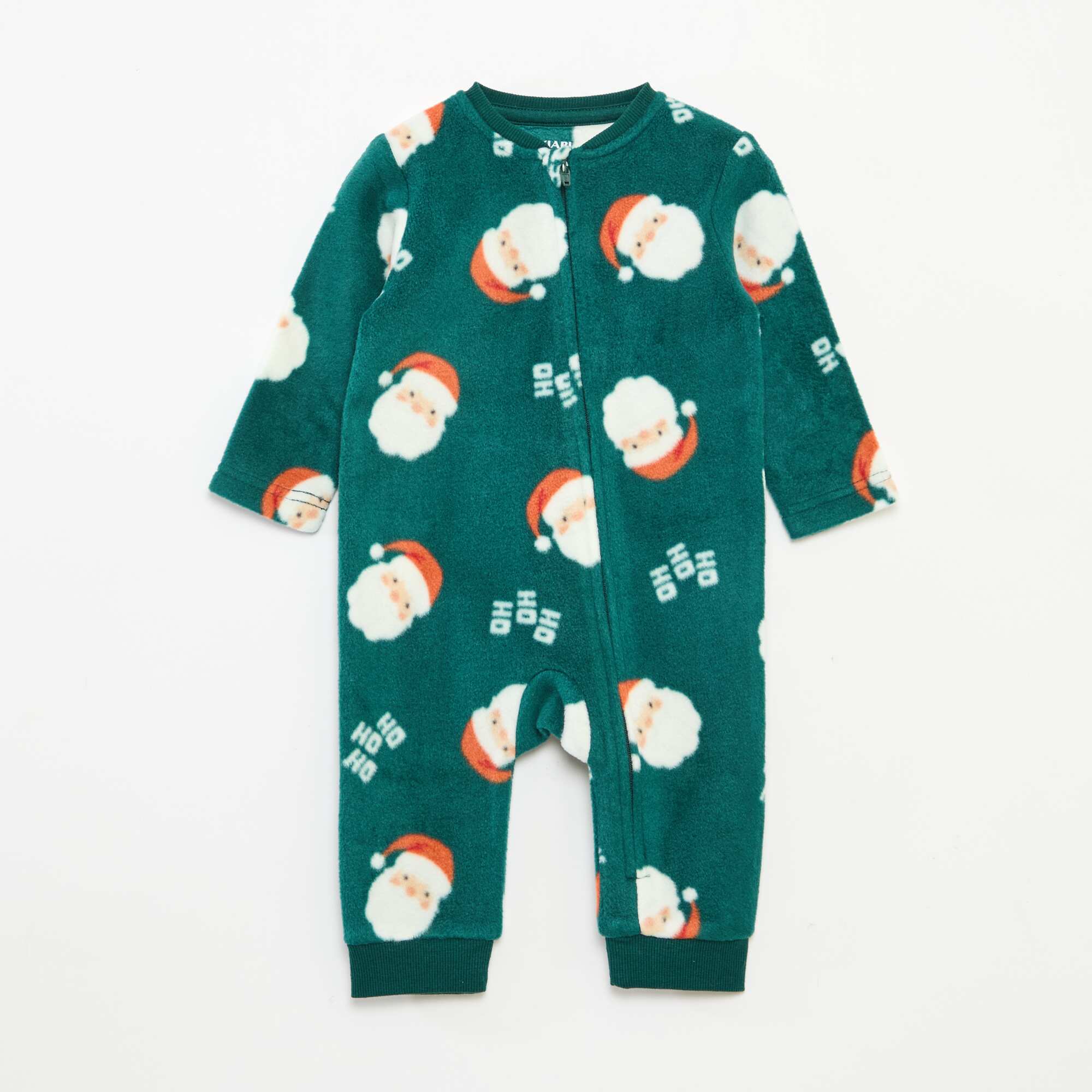 Snuggly Warm Christmas All-Over Fleece Sleepsuit GREEN – Kiabi