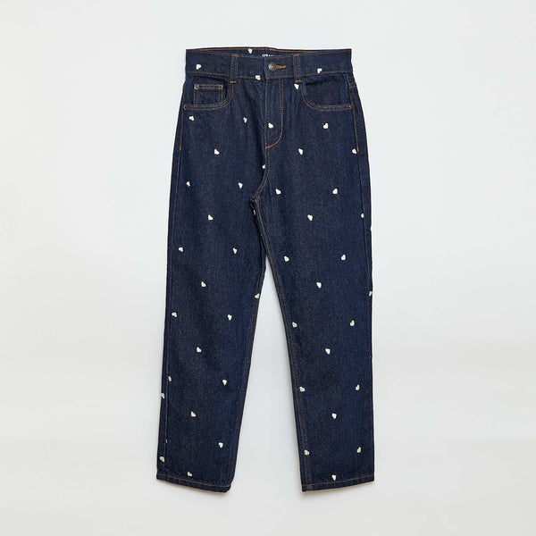 Straight-Leg Denim Pants with Pattern BLUE – Kiabi