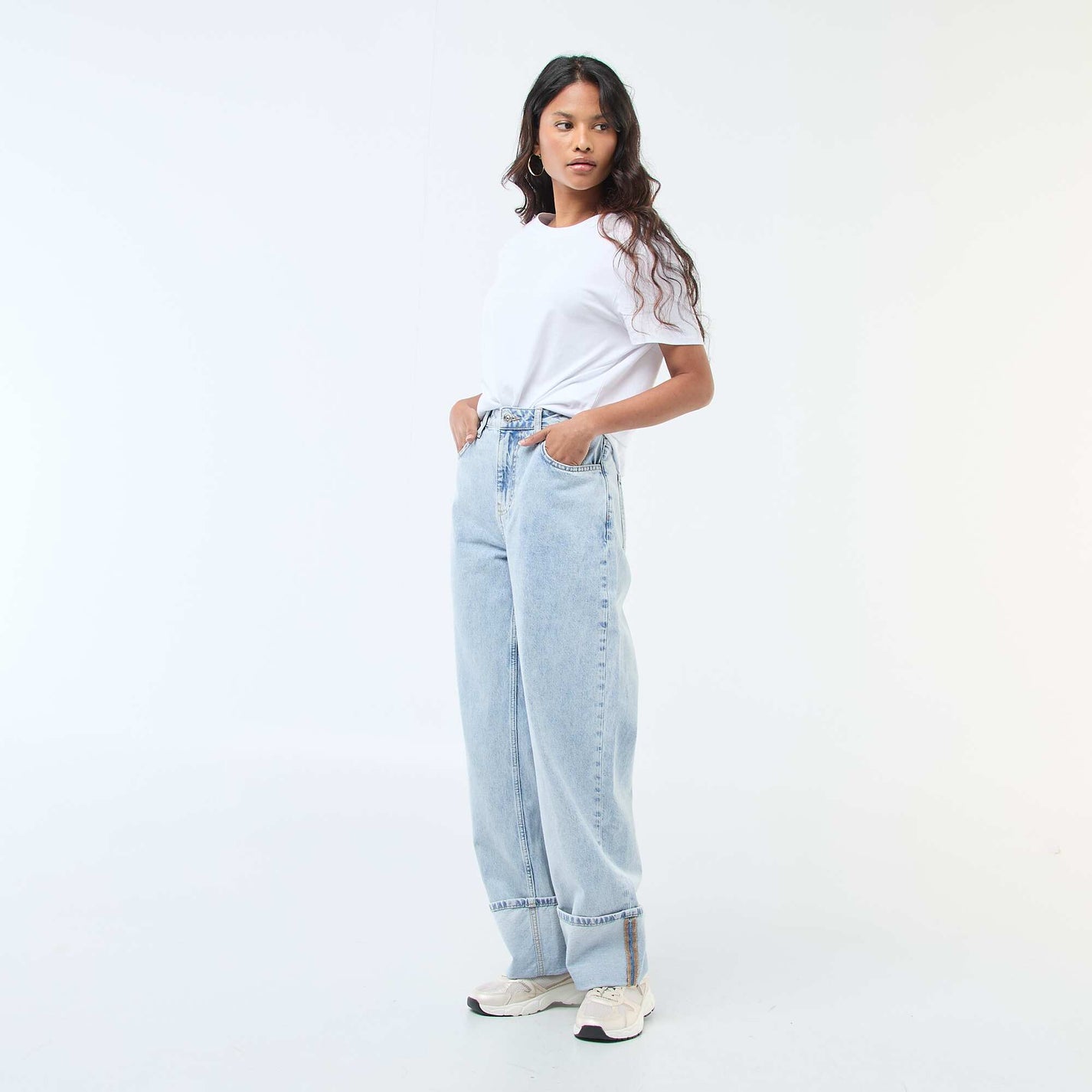 Regular jeans / standard waist with wide cuffs BLUE – Kiabi